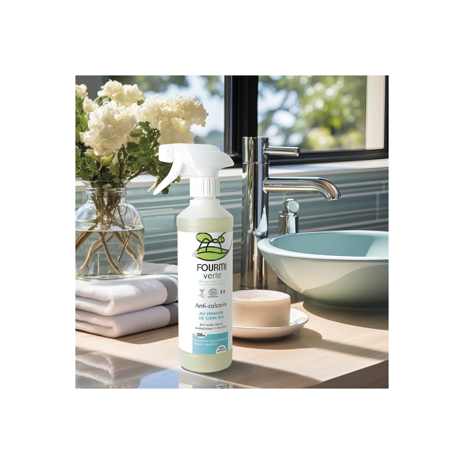 Spray anti calcaire vinaigre de cidre 500ml - Fourmi verte