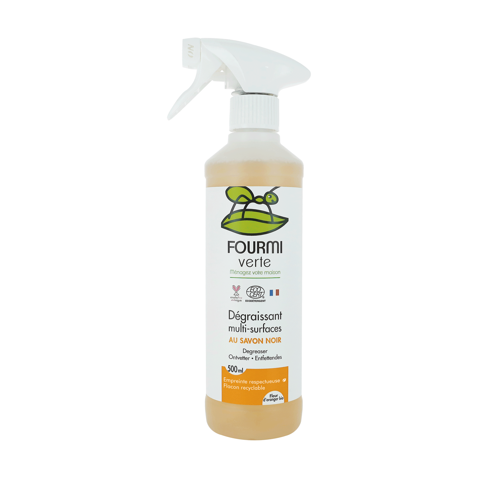 Spray dégraissant multi-surfaces savon noir 500ml - Fourmi verte