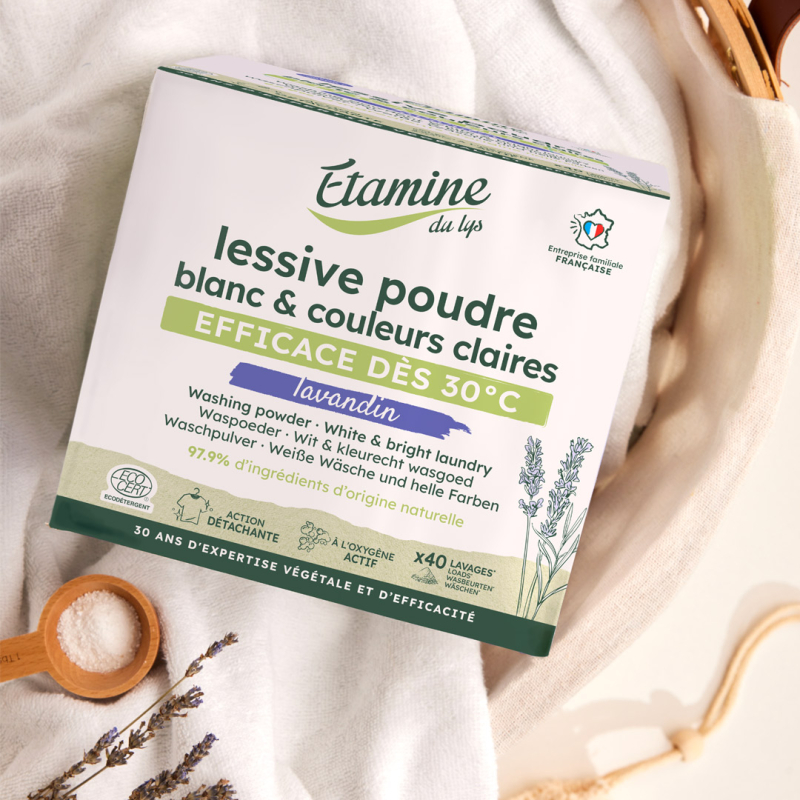 Lessive poudre lavandin 2kg - spécial blanc - Etamine du lys
