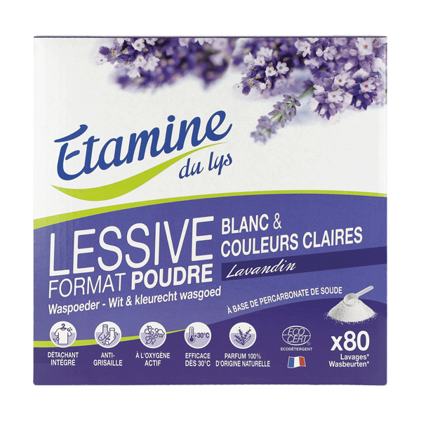 Lessive poudre lavandin 4kg- spéciale blanc - Etamine du lys