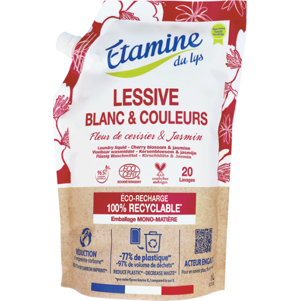 Eco-recharge lessive liquide fleur de cerisier 1L - Etamine du lys