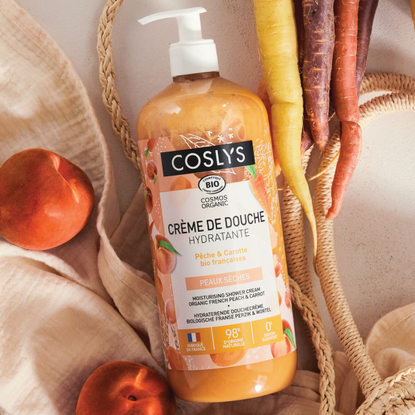 Crème de douche hydratante pêche carotte 1L - Coslys