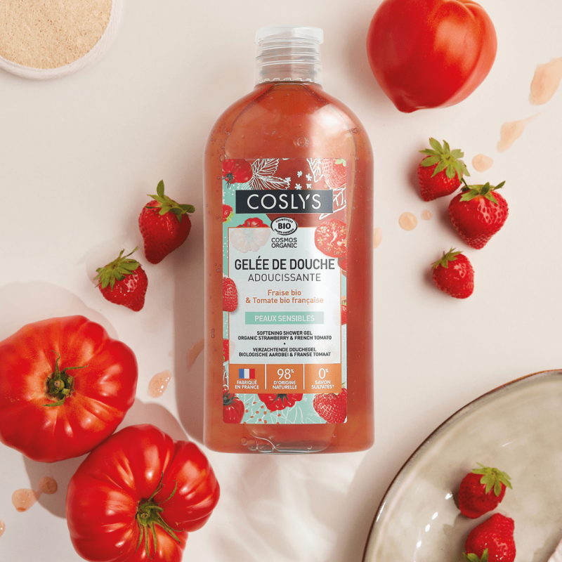 Gelée de douche apaisante fraise tomate 250ml - Coslys