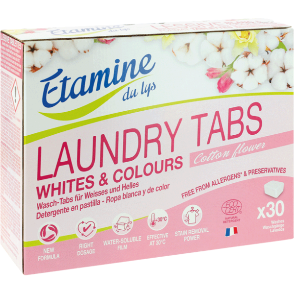 Lessive tablettes blanc et couleurs fleur de coton - Etamine du lys
