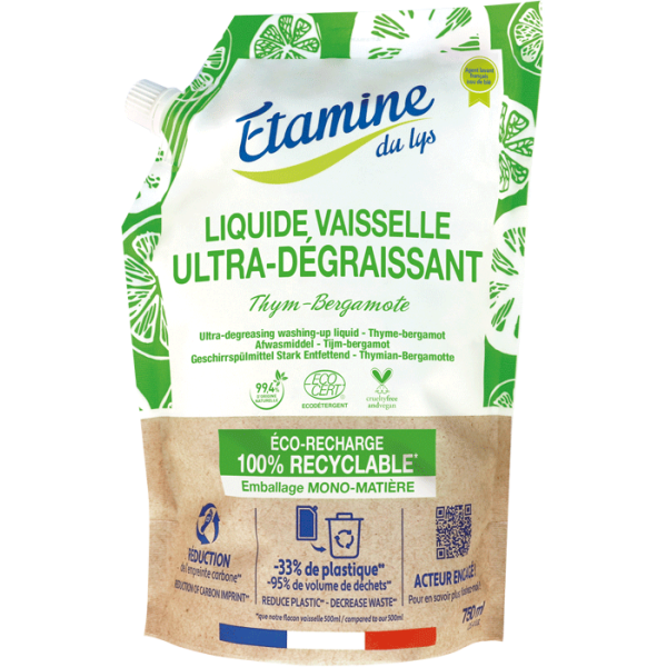 Eco-recharge liquide vaisselle thym bergamote 750ml- Etamine du lys
